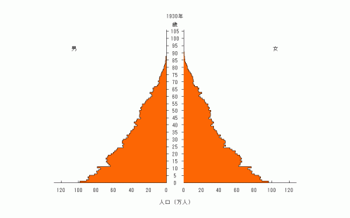 Animated Japanese population pyramid, 1930-2055 – Mutantfrog Travelogue